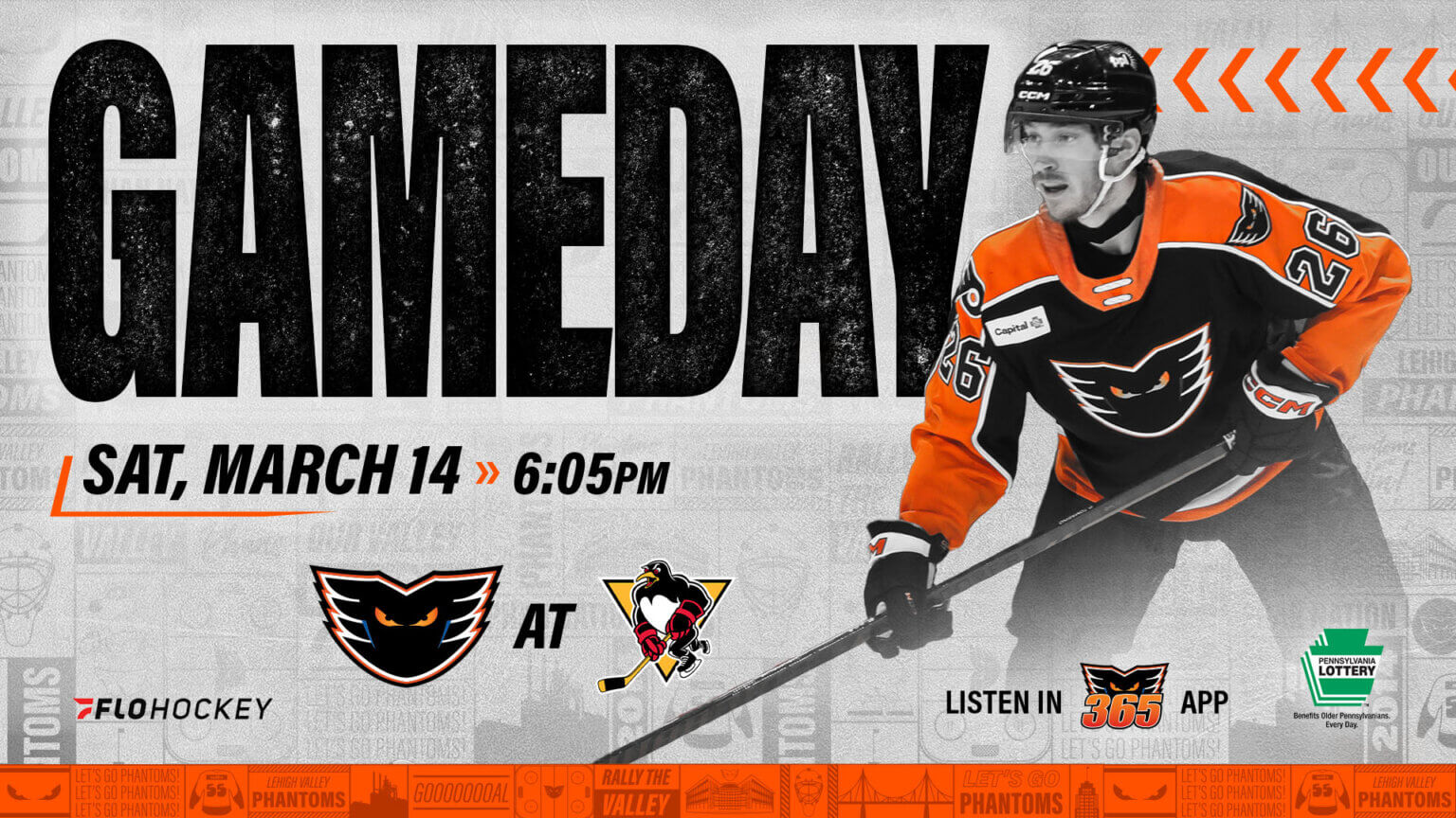 PREVIEW: Phantoms at Penguins, Game 58 | Lehigh Valley Phantoms